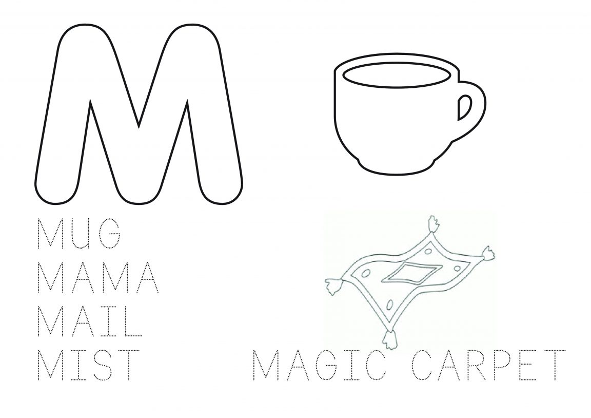 Learn the Alphabet Coloring Page - letter M with Magic Carpet ...