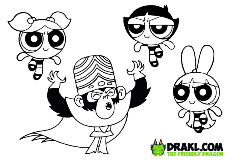 PowerPuff Girls VS Mojo Jojo Coloring Pages - DRAKL