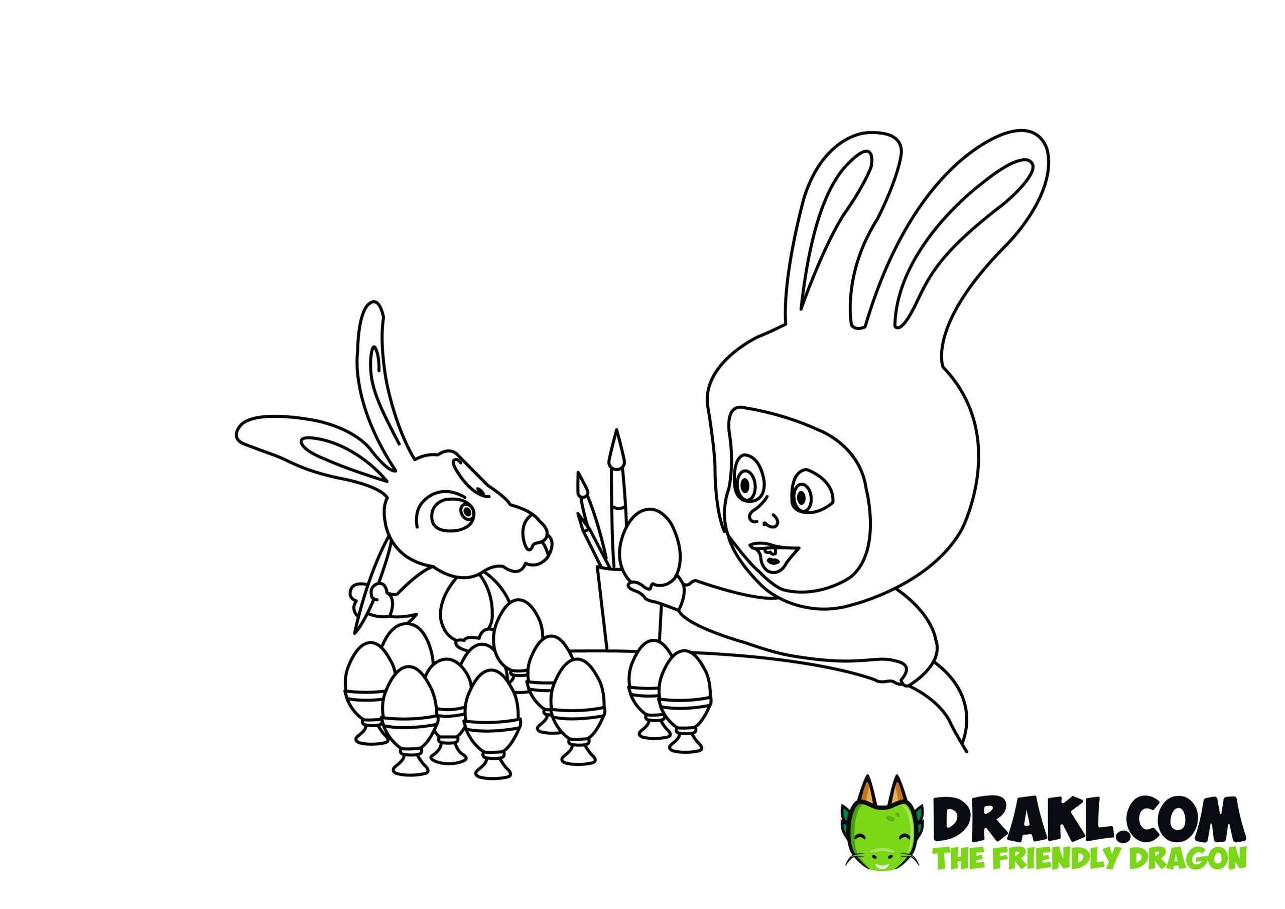Masha and the Bear Easter Egg Coloring Page - DRAKL