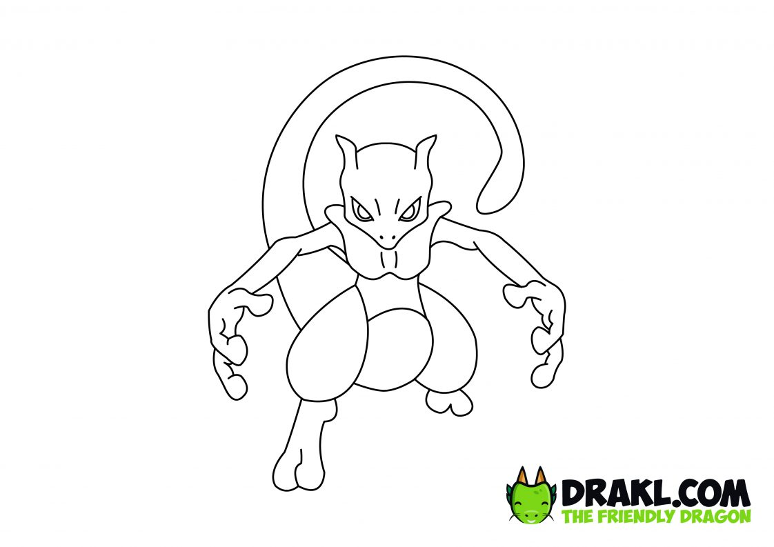 Mewtwo Pokemon Coloring Page - DRAKL