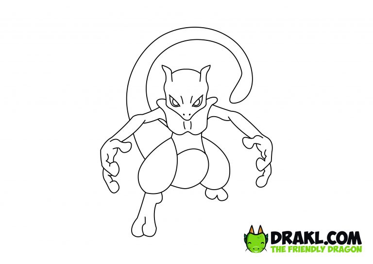 Mewtwo Pokemon Coloring Page - DRAKL